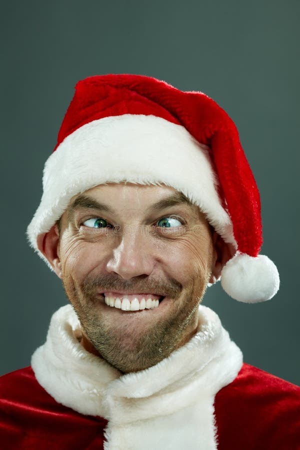 Insane Santa stock photo. Image of stubble, adult, grimacing - 78189060