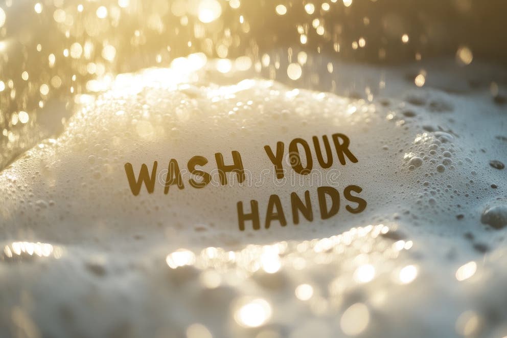 Inscribed Message in Foam: Hand Hygiene. Stock Illustration ...