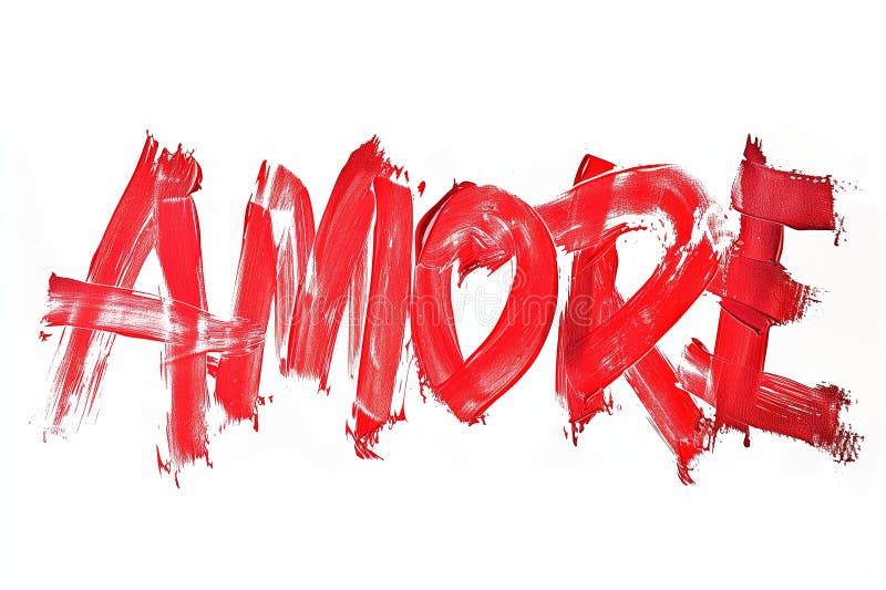 The Inscription AMORE Written in Red Paint with Rough Strokes. Stock ...