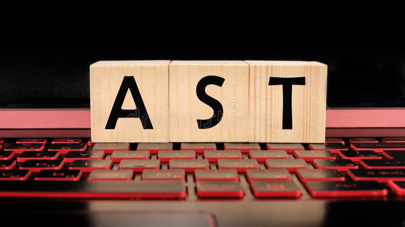 The Inscription Ast on the Wooden Cubes Lying on the Keyboard. Stock ...