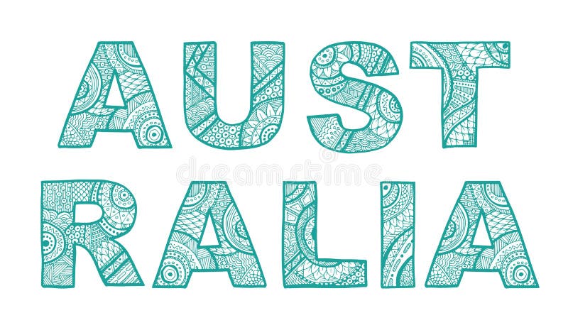 The Inscription AUSTRALIA. the Font in Ethnic Style Stock Vector ...