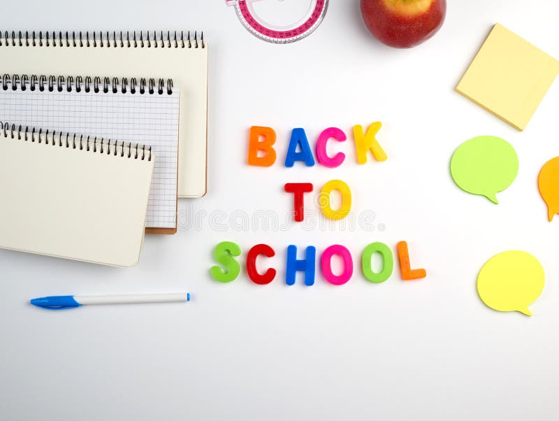 Inscription Back To School from Multi-colored Plastic Letters and a ...