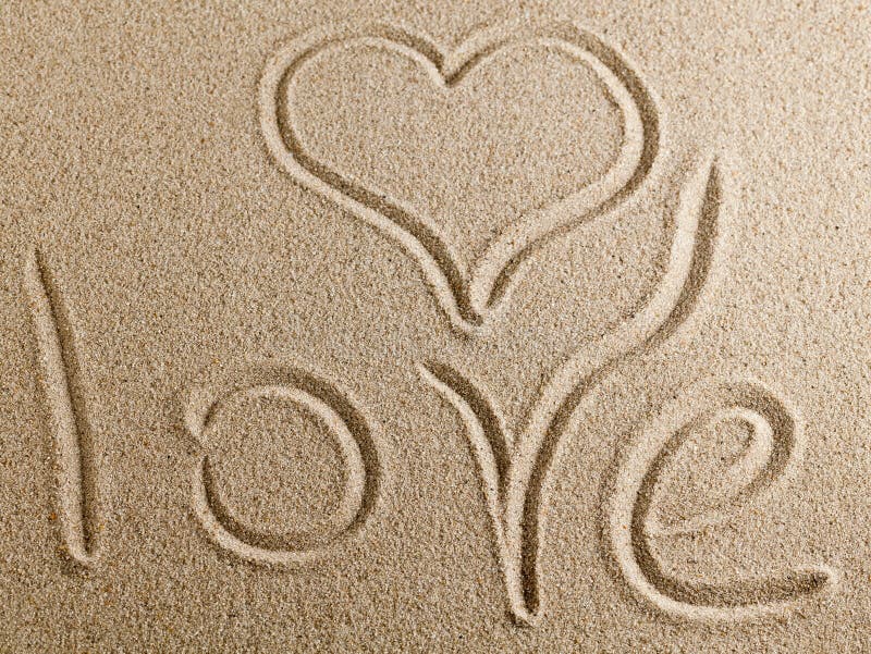 Inscription on Clean River Sand Stock Photo - Image of love, recreation ...