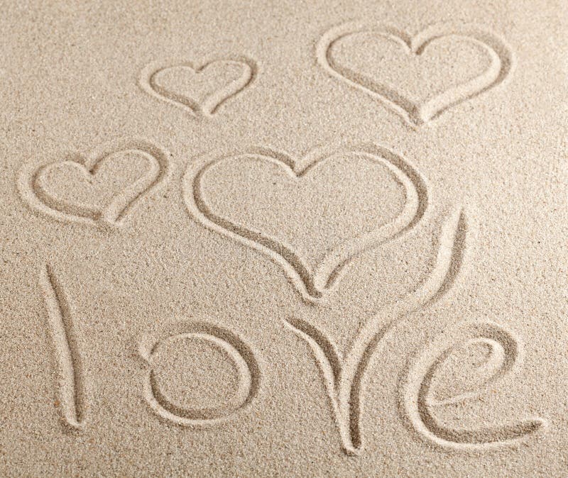 Inscription on Clean River Sand Stock Image - Image of brown, arid ...