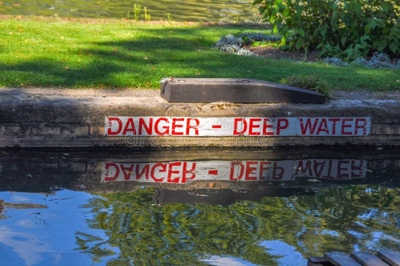 The Inscription `Danger - Deep Water` Stock Photo - Image of deep ...