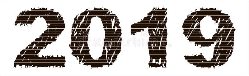 The Inscription 2019 Executed in Fragmented Numbers in Black. Vector ...