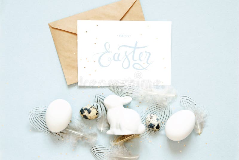 Inscription Happy Easter, Kraft Envelope. Easter Composition with ...