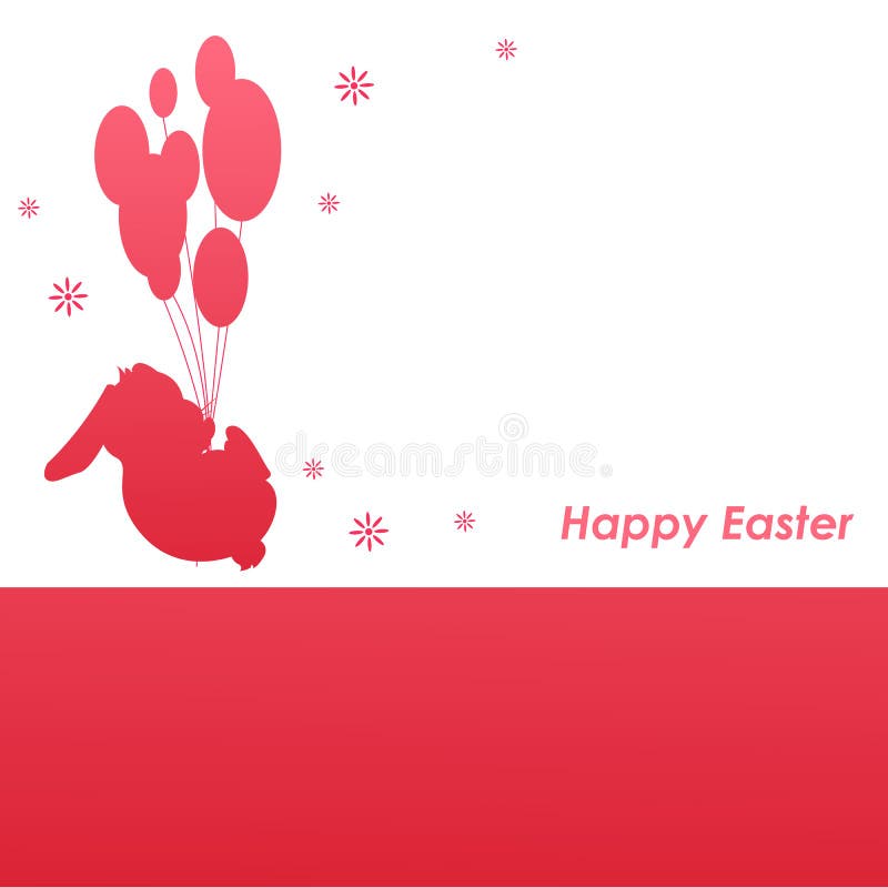 Inscription Happy Easter with Red Easter Background from Bunny with ...