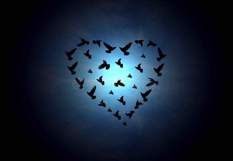 The Inscription of the Heart Shape with Birds Stock Photo - Image of ...