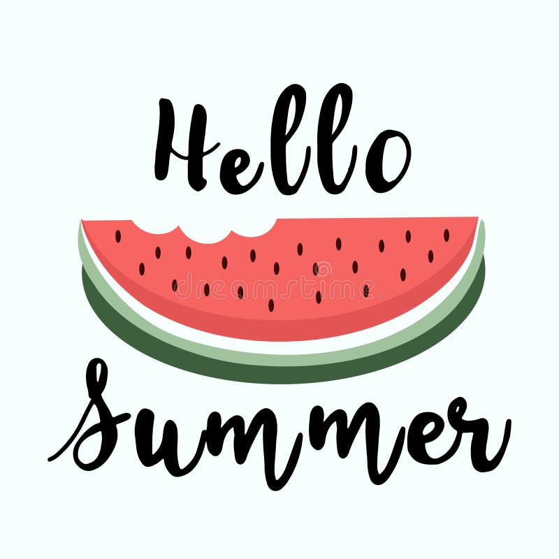 Inscription Hello Summer with Watermelon on White Stock Vector ...
