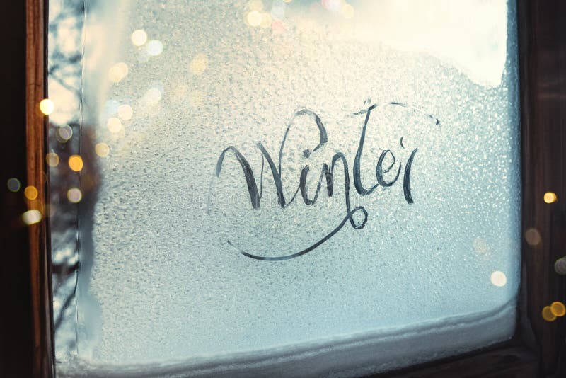 Frozen Inscription on really Snowy Ice Stock Image - Image of snow ...