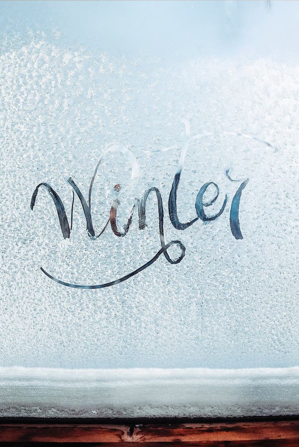 Frozen Inscription on really Snowy Ice Stock Image - Image of snow ...