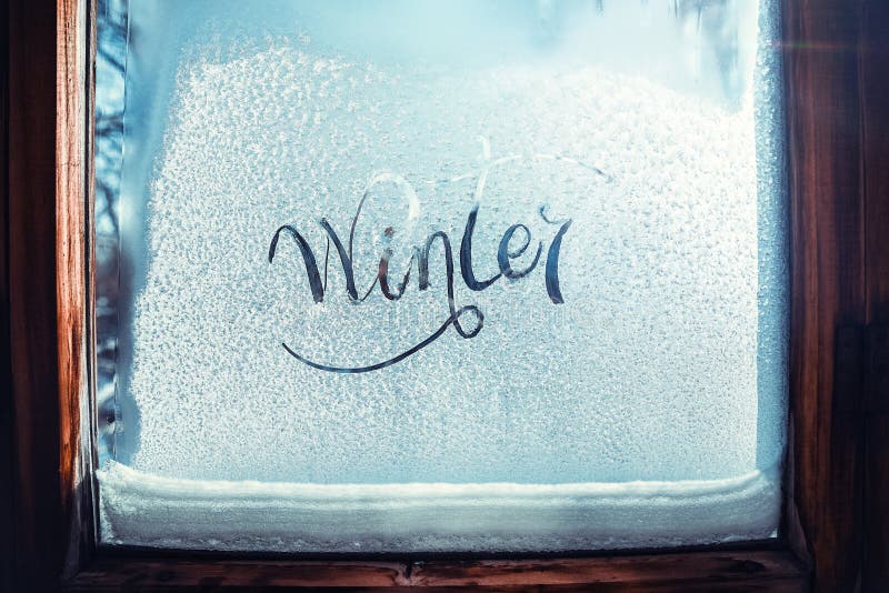 Frozen Inscription on really Snowy Ice Stock Image - Image of snow ...