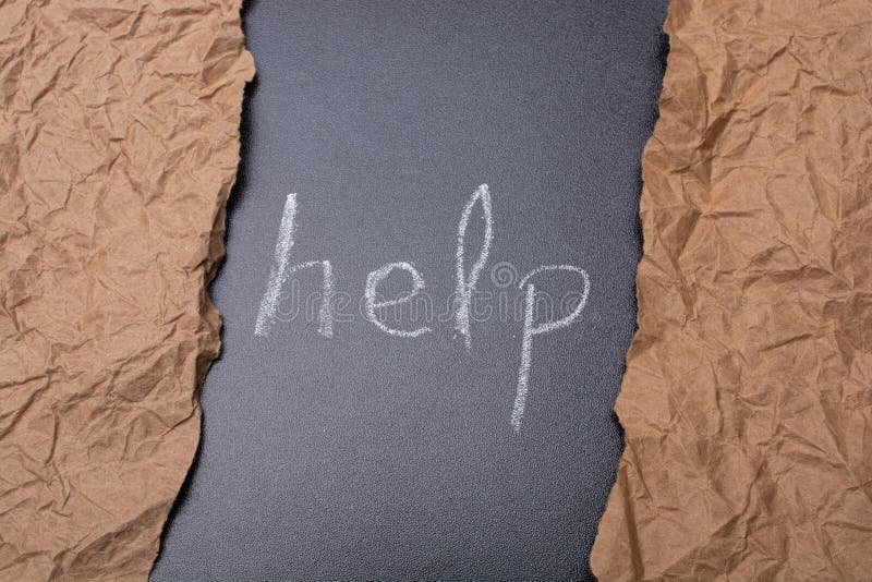 The Inscription of Help with Chalk on Blackboard Stock Image - Image of ...