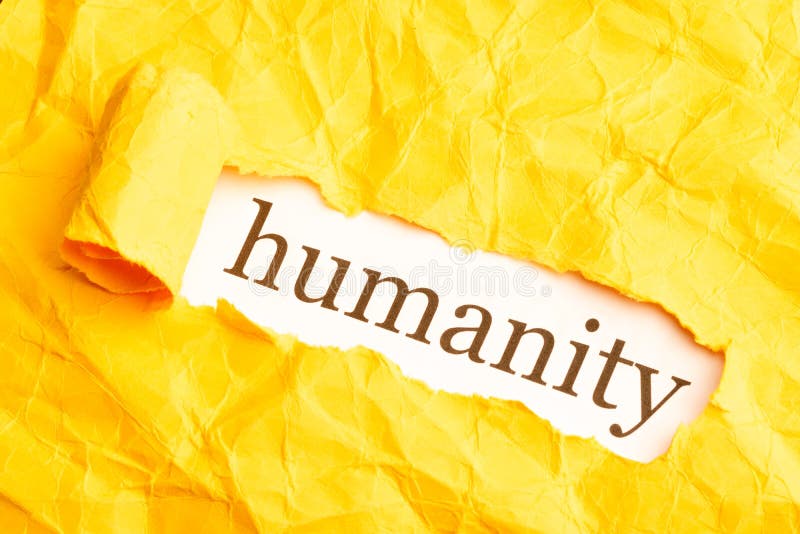 The Inscription Humanity is Visible through Torn Orange Paper with ...