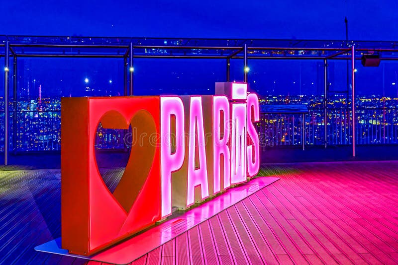 Inscription "I Love Paris" on the Montparnasse Observation Point in ...