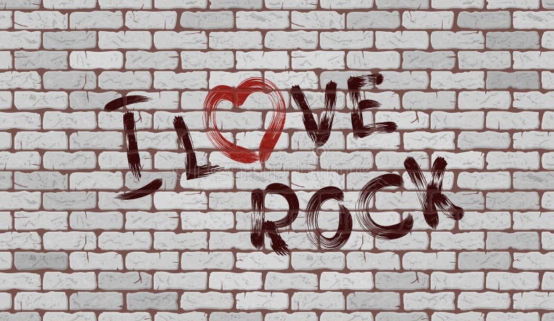 Inscription I Love Rock on the Wall Stock Vector - Illustration of ...