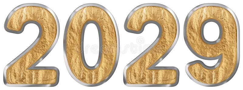 Inscription 2029 from Blue Glass or Plastic, Isolated on White ...