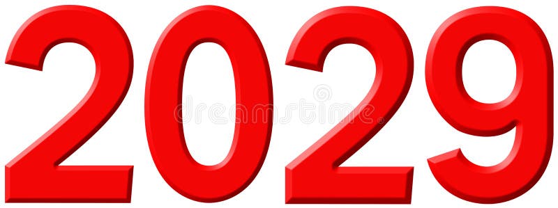 Inscription 2029 from Blue Glass or Plastic, Isolated on White ...