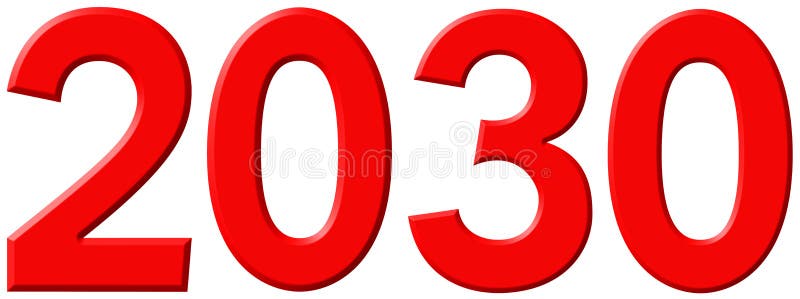 Inscription 2030 from Blue Glass or Plastic, Isolated on White ...