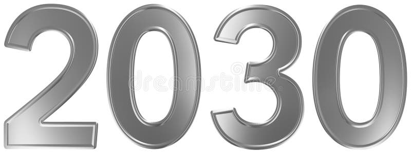 Inscription 2030 from Blue Glass or Plastic, Isolated on White ...