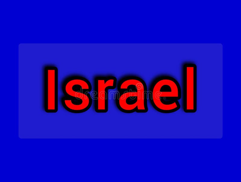 The Inscription Israel in Red Letters on a Blue Background Stock ...