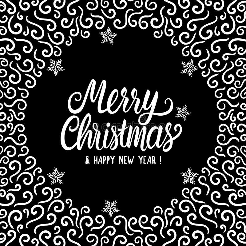 Inscription Merry Christmas and Happy New Year. Card Square with a ... Inscription Merry Christmas and Happy New Year. Card Square with a ...