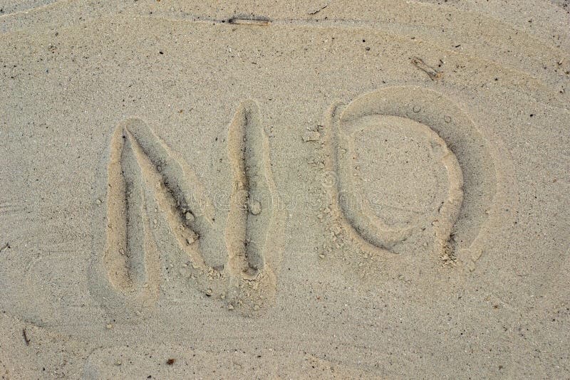 The Inscription `No` on the Sand Stock Image - Image of loneliness ...