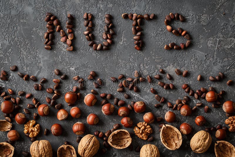 Inscription Nuts, from Different Nuts . Free Space for Text Stock Image ...