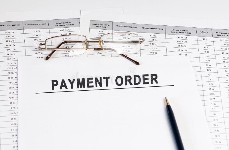 The Inscription Payment Order on a White Sheet on the Background of a ...