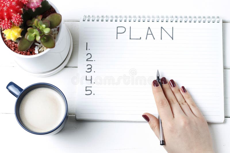 Inscription Plan in Notepad, Close-up, Top View, Concept of Planning ...