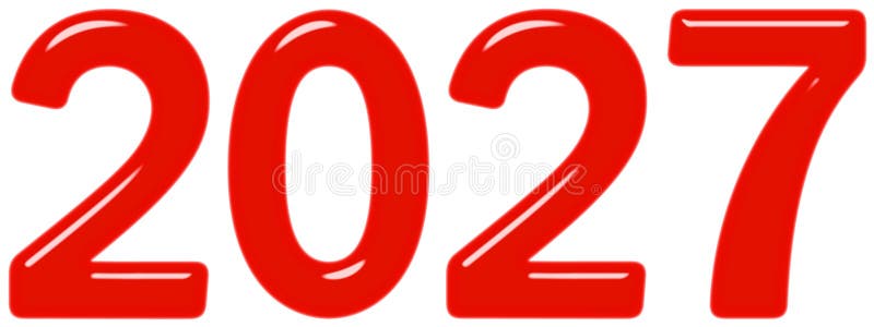 Inscription 2027 from Red Glass or Plastic, Isolated on White ...