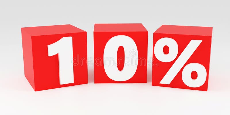 Inscription Red 10 Percent on Grey Podium, Soft Light, Smooth ...