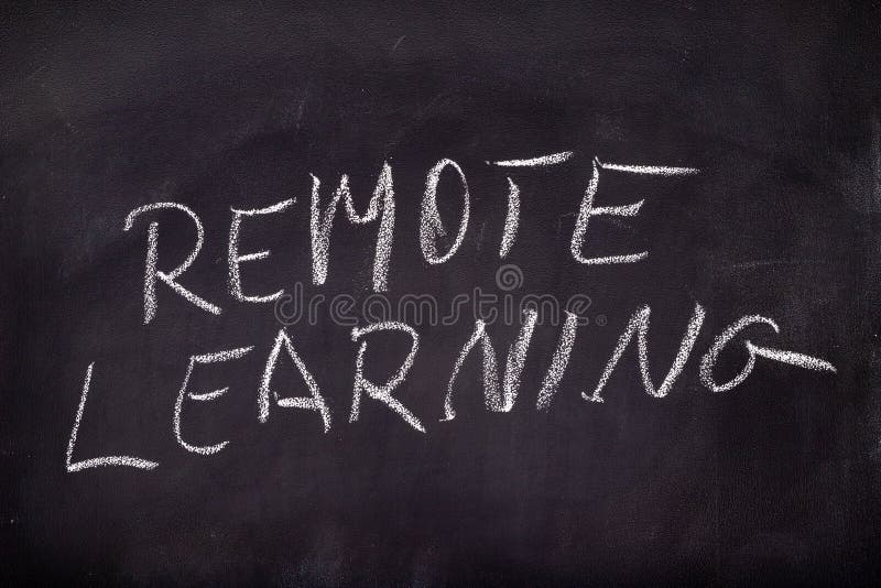The Inscription Remote Learning on the School Blackboard. White Letters ...