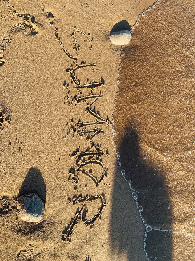 Inscription on the Sand by the Sea on the Shore Rest Summer Stock Photo ...
