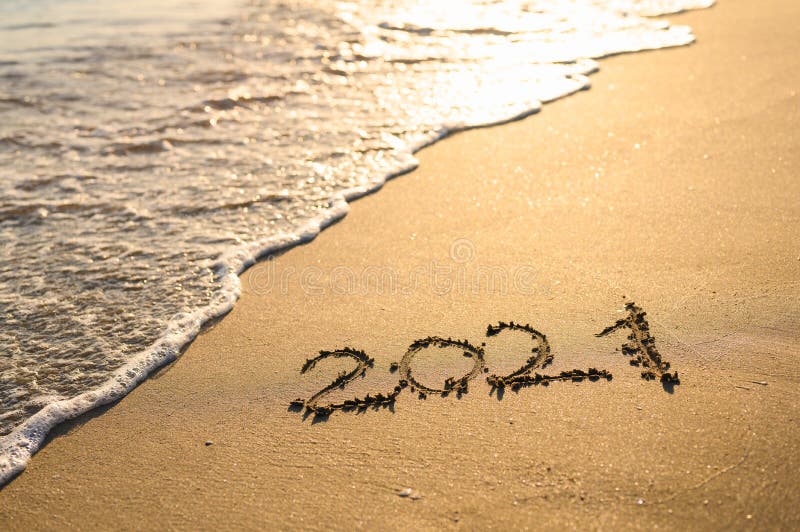 Inscription 2021 on the Seashore. Stock Image - Image of nature, coast ...