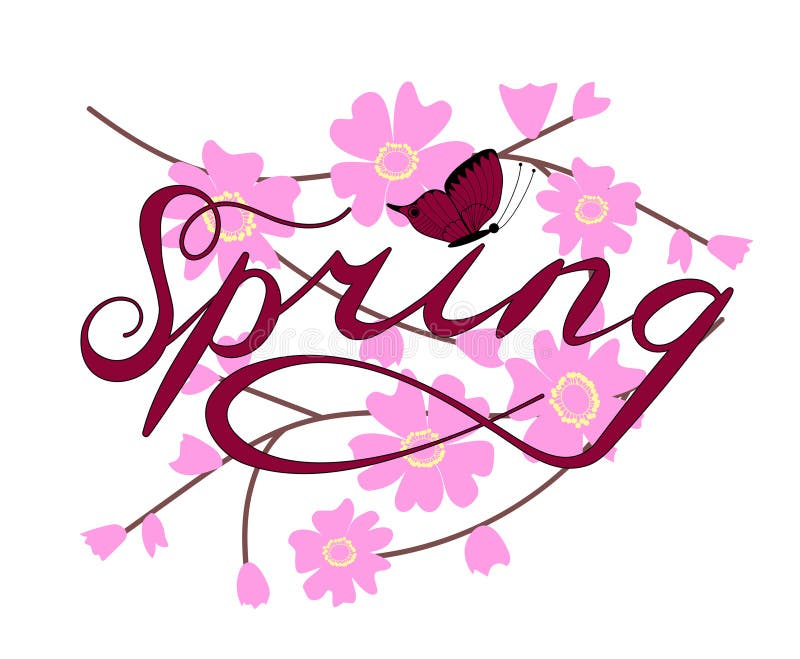 The Inscription Spring, Behind the Inscription Blooming Cherry, at the ...