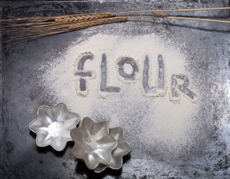 Inscription on Sprinkle Flour on Black Background Stock Photo - Image ...