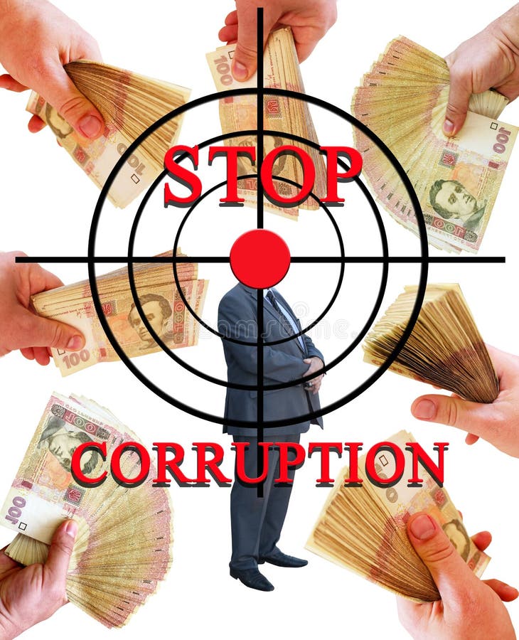 Inscription Stop Corruption with Target Hand Money Stock Image - Image ...