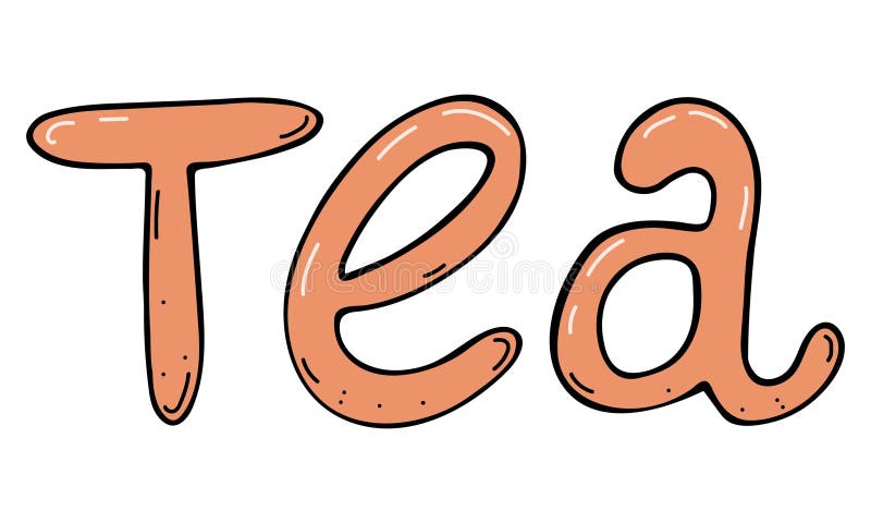 Inscription Tea, Orange Letters, Vector Color Doodle Element, Design ...