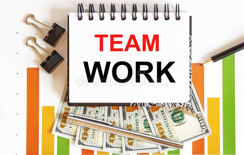 Inscription TEAM WORK in Notebook, Concept of Planning, with Office ...