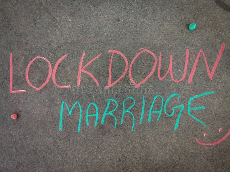 Lockdown Marriage. Using Color Chalk Pieces Stock Photo - Image of ...