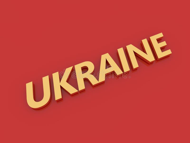 The Inscription Ukraine in Gold Letters on a Red Background. Stock ...