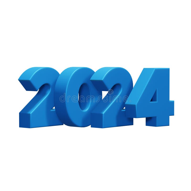 Inscription 2024. Volumetric Blue Plastic Numbers on a White Background ...