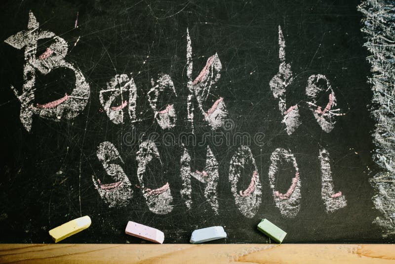 Chalk with Words Back To School Stock Photo - Image of educate ...