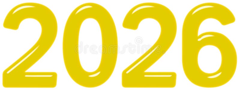 Inscription 2026 from Yellow Glass or Plastic, Isolated on White ...