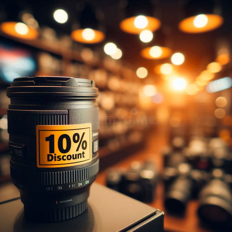 Inscription on a Yellow Label "10 Discount" in an Optical Store Stock ...