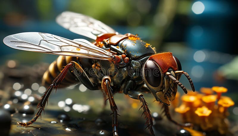 Insect Animal Macro Nature Bee Wasp Fly Small Pollination Generated by ...