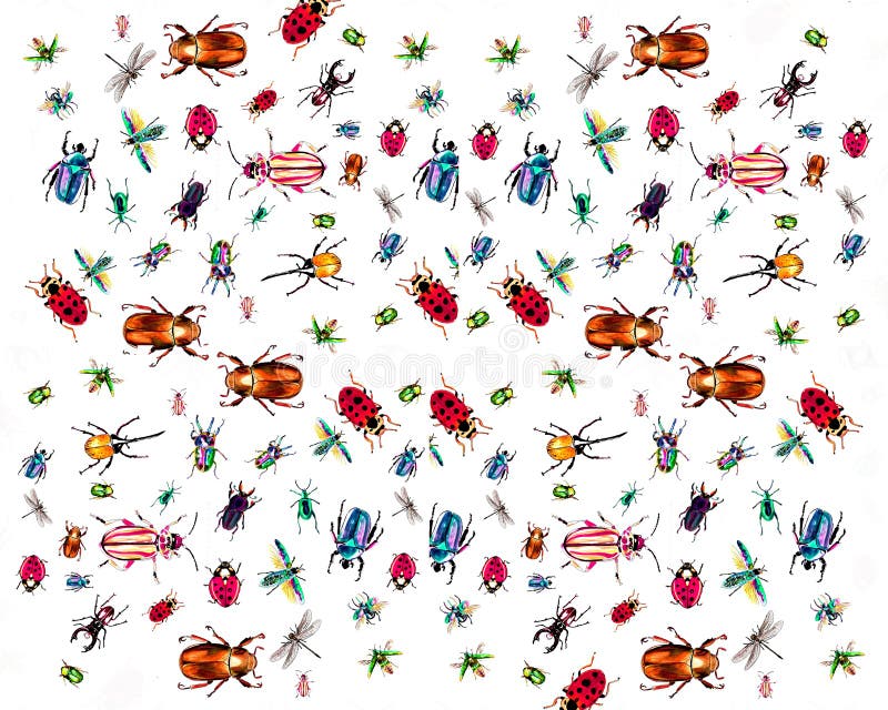 Insect and Bug Patterns for Cards and Fabrics Stock Illustration ...