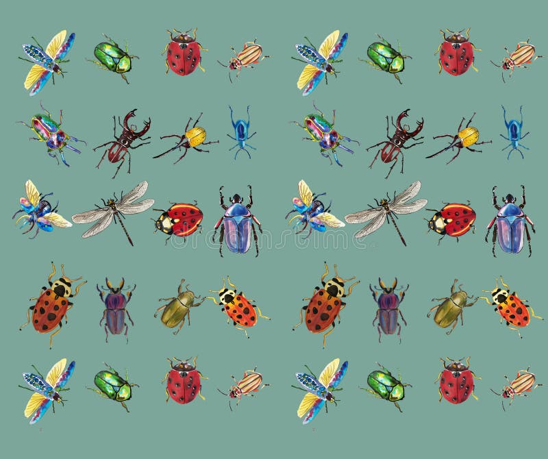 Insect and Bug Patterns for Cards and Fabrics Stock Illustration ...